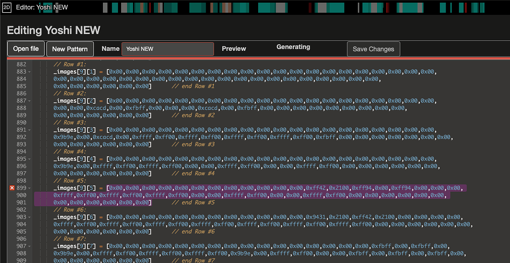 Am I Hitting An Array Memory Limitation With My 2d Bitmap Arrays Patterns And Code